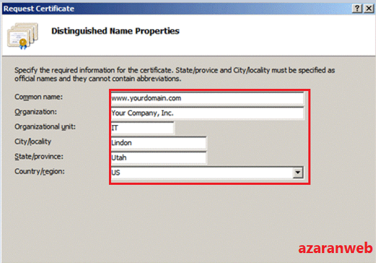 راهنمای ساخت CSR در Microsoft IIS7 - مرکز آموزش - AzaranWeb